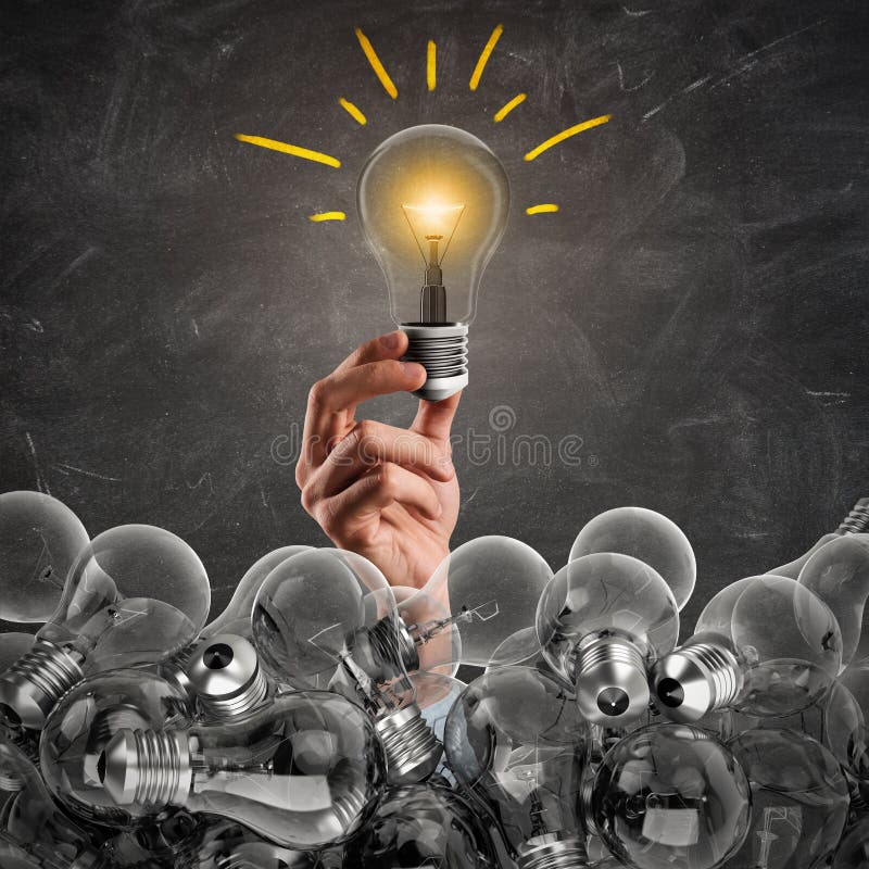 Great Business Idea 3d Rendering Bright Bulb Lit Unlit Bulbs Successful ...