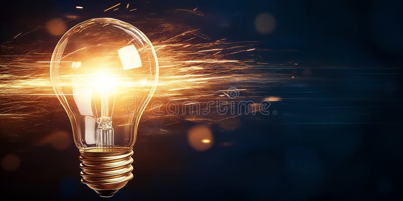 A Bright Bulb Shines Ideas in the Dark, Highlighting Creativity and ...