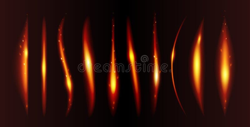 Bright Burning Elements To Create Vector Realistic Fire Stock Vector ...