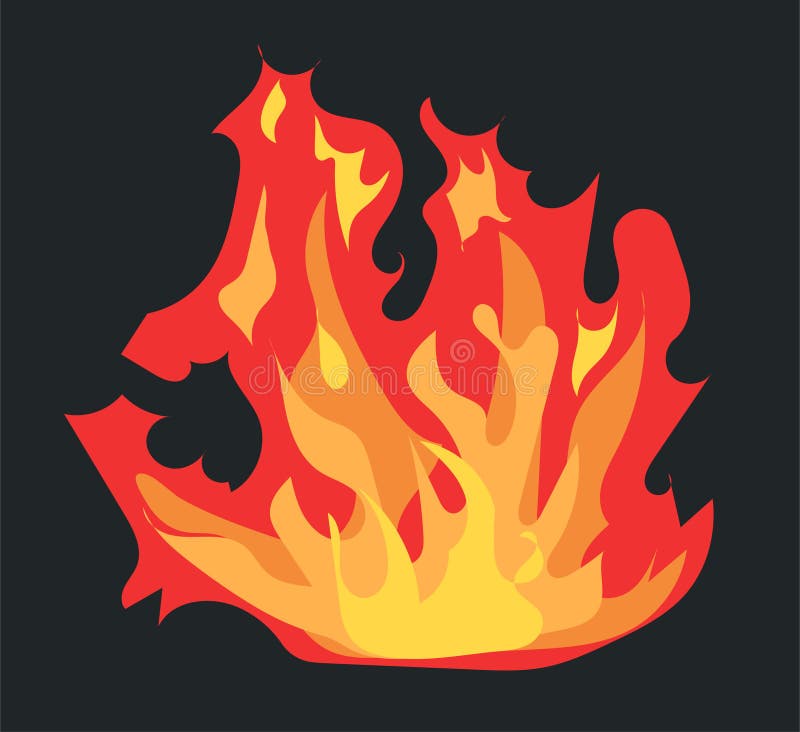 Bright Burning Fire and Hot Flame Effect, Flammable Symbol Stock Vector ...