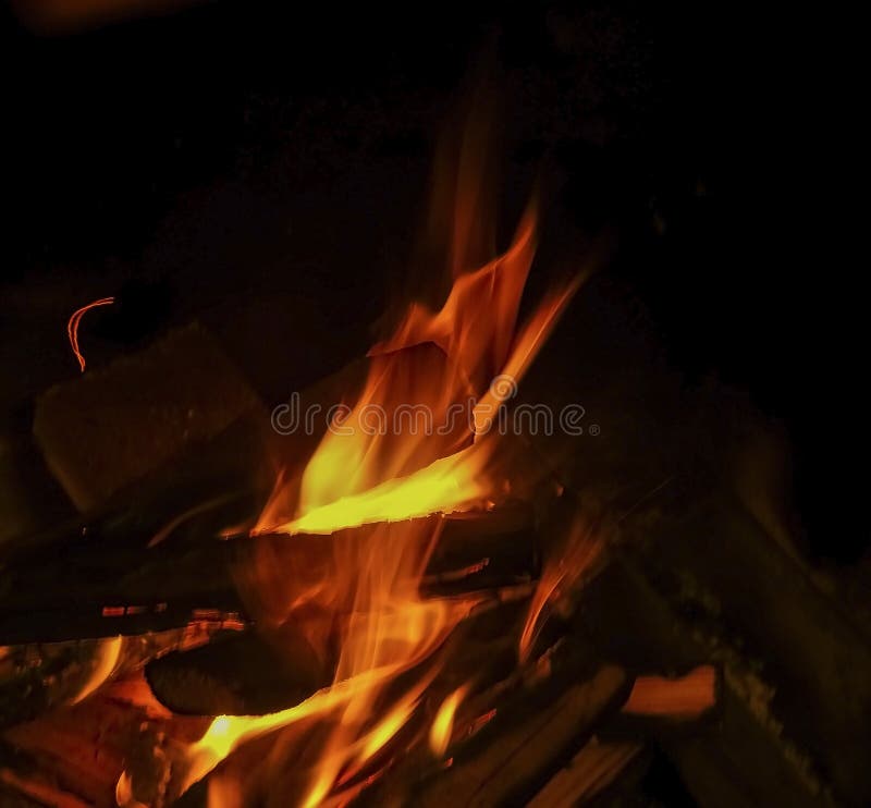 Bright Burning Flame of Fire with Embers Stock Image - Image of bright ...