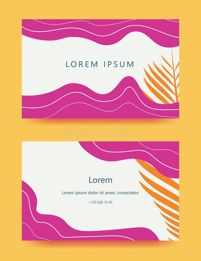 Bright Business Card with the Pink Abstract Shapes on a Yellow ...