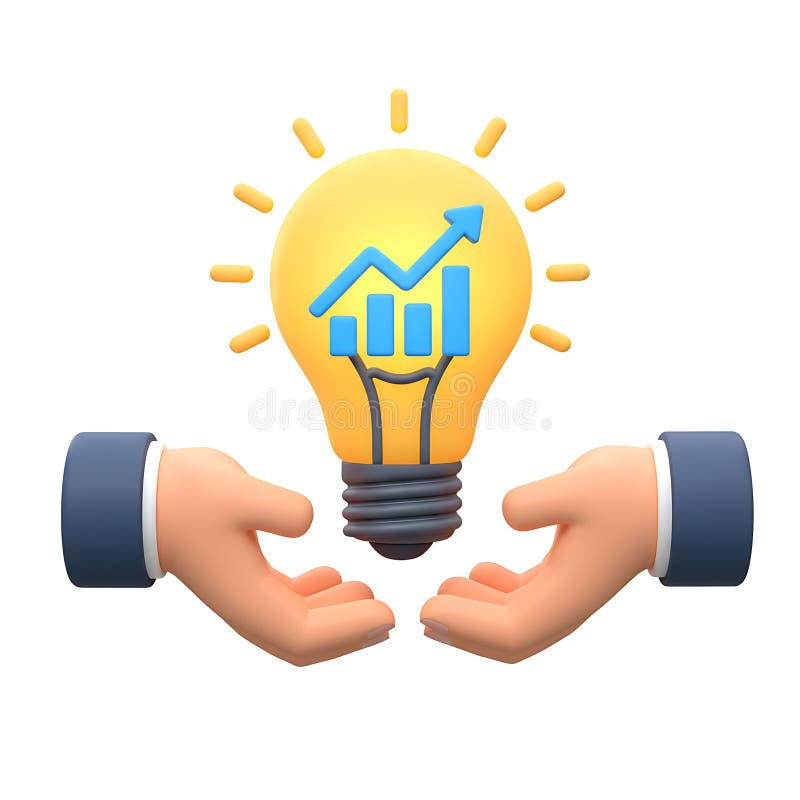 Bright Business Idea Growth: 3D Render of Hands Protecting an ...