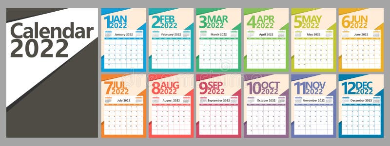 Bright Calendar Planner for 2022 with Months of Different Colors Stock ...