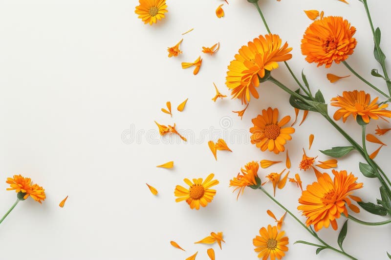 Bright Calendula Flowers on White Background – Perfect for Spring ...
