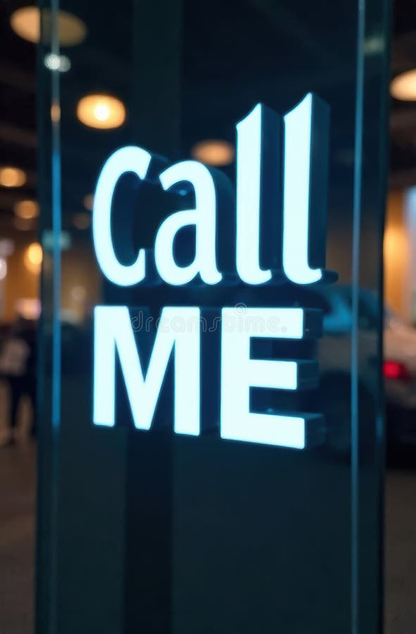 Bright Call Me Sign Displaying in Public Venue Stock Illustration ...