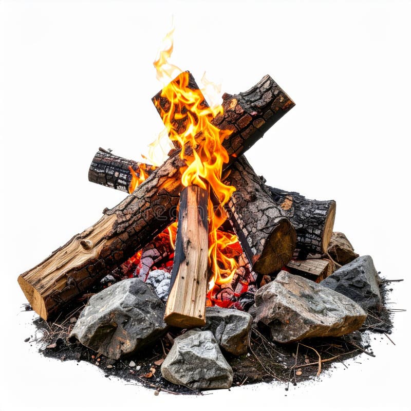 Bright Campfire with Glowing Embers and Logs Stock Illustration ...