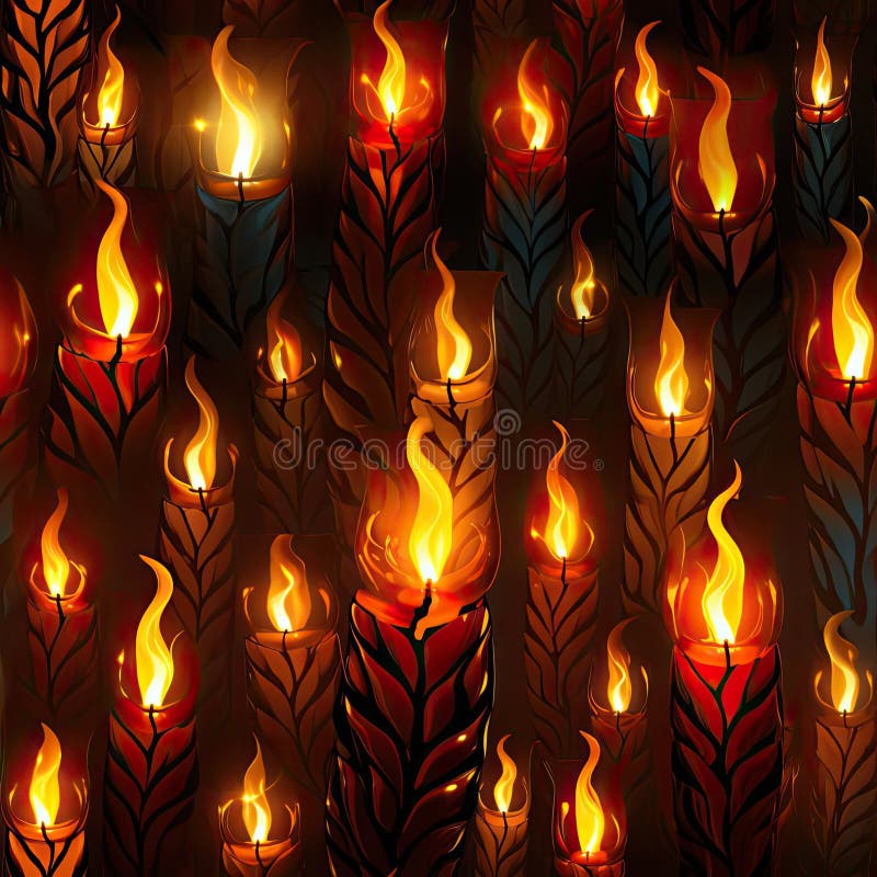 Bright Candle Pattern in Black Stained Glass Style (tiled) Stock ...