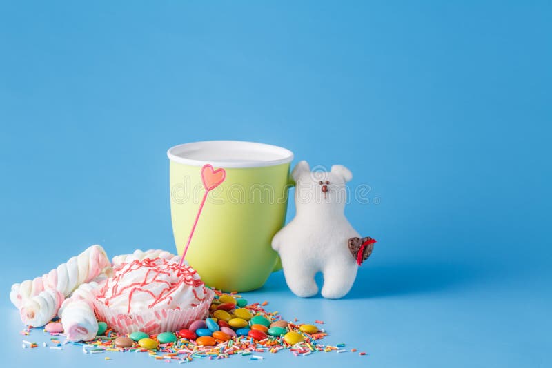 Bright Candy on Blue Background Stock Photo - Image of colorful ...