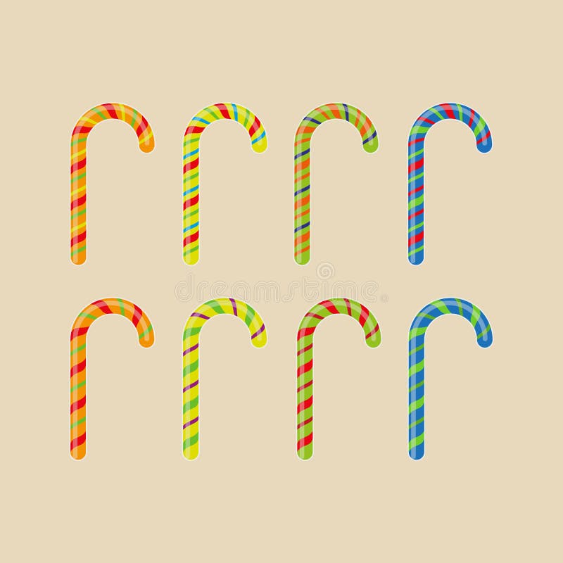 Bright Candy Canes Set for Christmas, Vector Illustration Stock Vector ...
