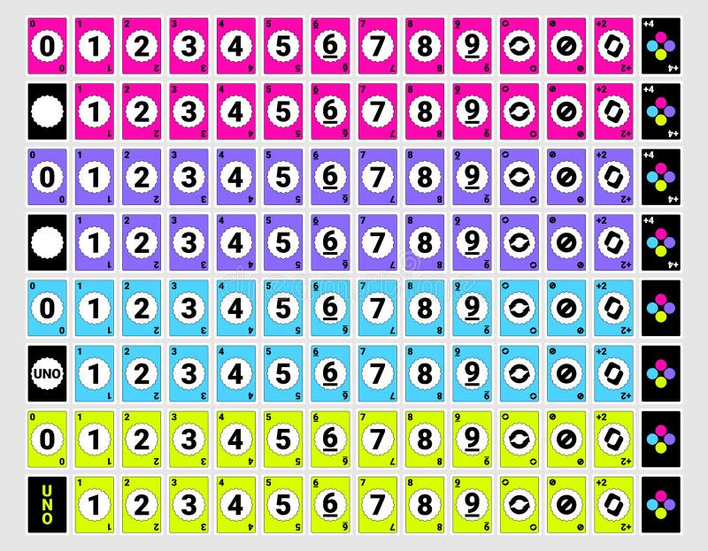 Bright Card Game Uno in Retro Style. Vector Illustration, Isolated ...