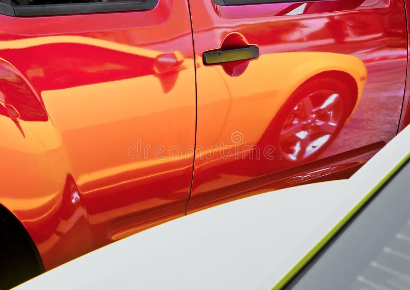Bright Cars on a Parking Lot Stock Image - Image of handle, road: 16040599
