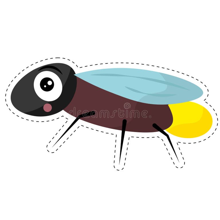 Bright Cartoon Firefly Fly. Vector Stock Vector - Illustration of ...