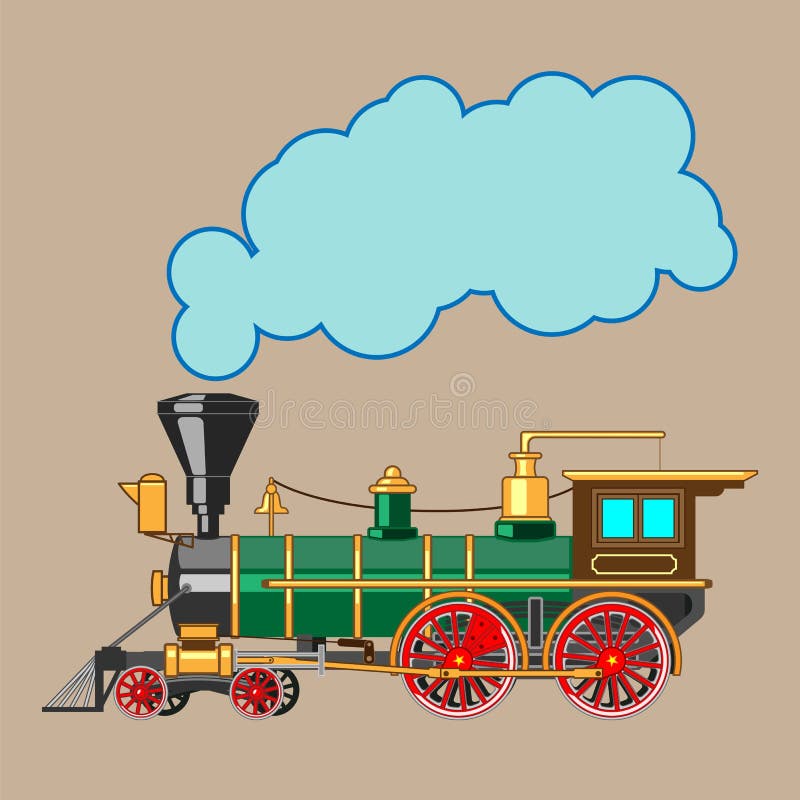 Bright Cartoon Steam Locomotive Seamless Background Stock Vector ...