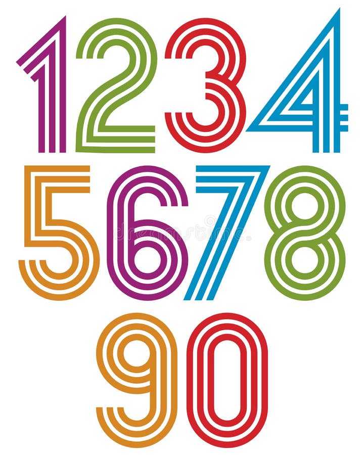 Bright Cartoon Striped Numbers Stock Vector - Illustration of numbers ...