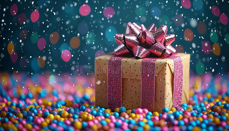 Bright Celebration Decoration in Shiny Box with Confetti Generated by ...