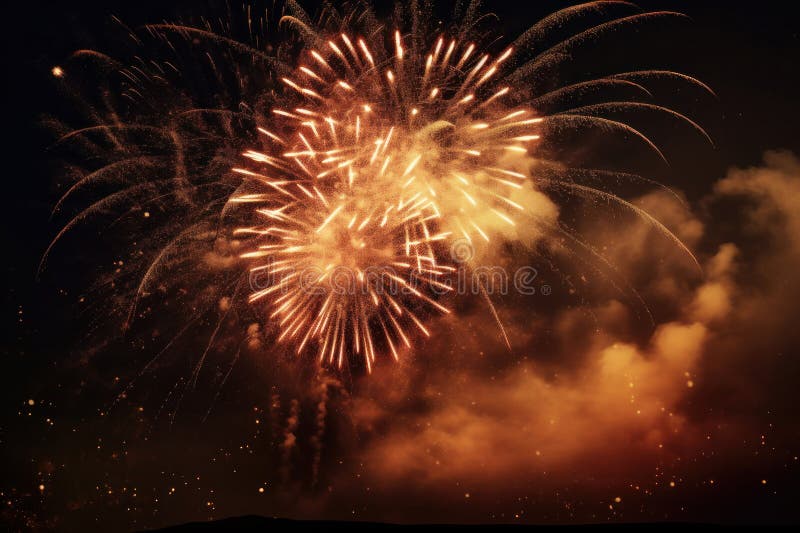Bright Celebration Fireworks Exploding in a Night Sky. Generative Ai ...