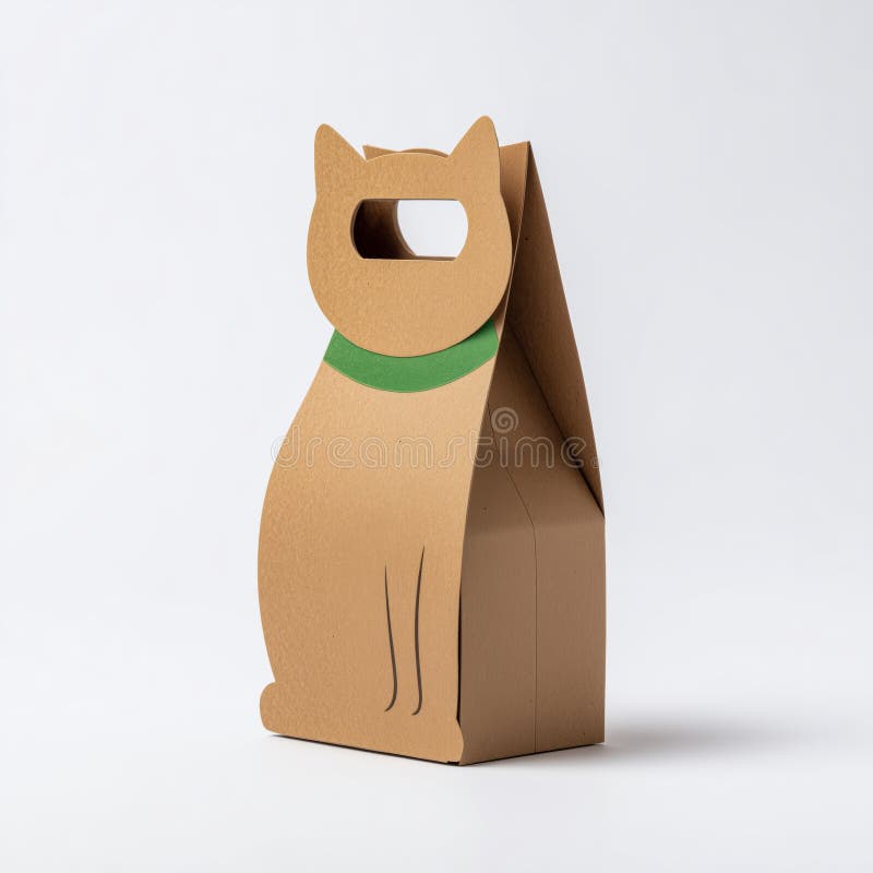 Unique Cardboard Cat-shaped Container Standing on a Clean Surface Stock ...