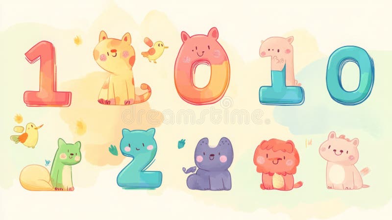 Colorful Cartoon Animals and Numbers Create a Playful Learning ...