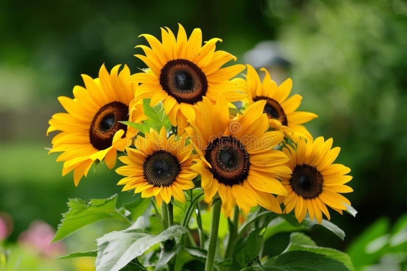 Bright and Cheerful Background Featuring Sunflowers Glowing in Warm ...