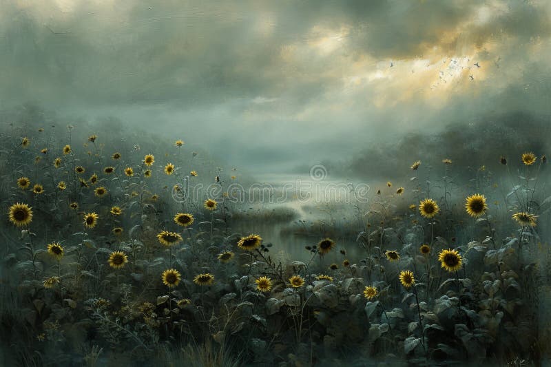 Bright and Cheerful Background Featuring Sunflowers Glowing in Warm ...