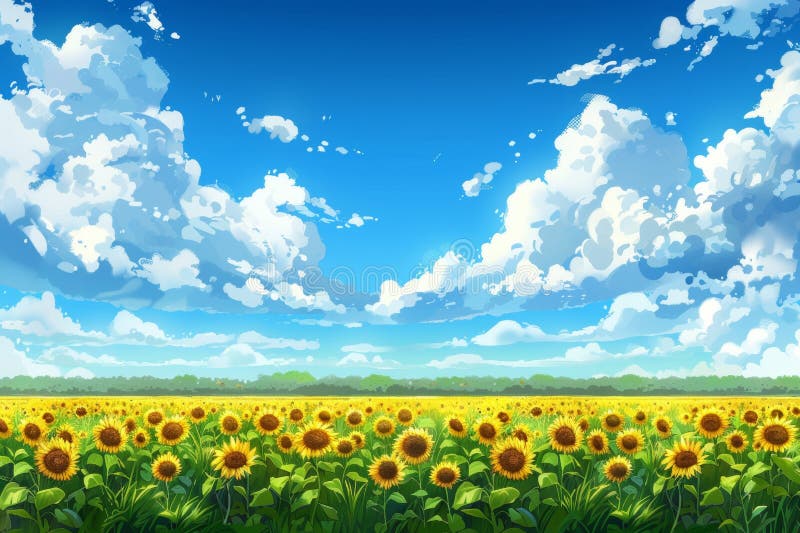 Bright and Cheerful Background Featuring Sunflowers Glowing in Warm ...
