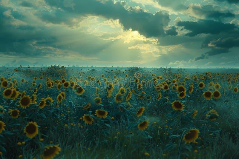 Bright and Cheerful Background Featuring Sunflowers Glowing in Warm ...