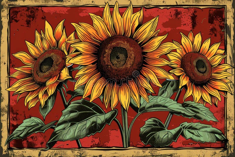 Bright and Cheerful Background Featuring Sunflowers Glowing in Warm ...