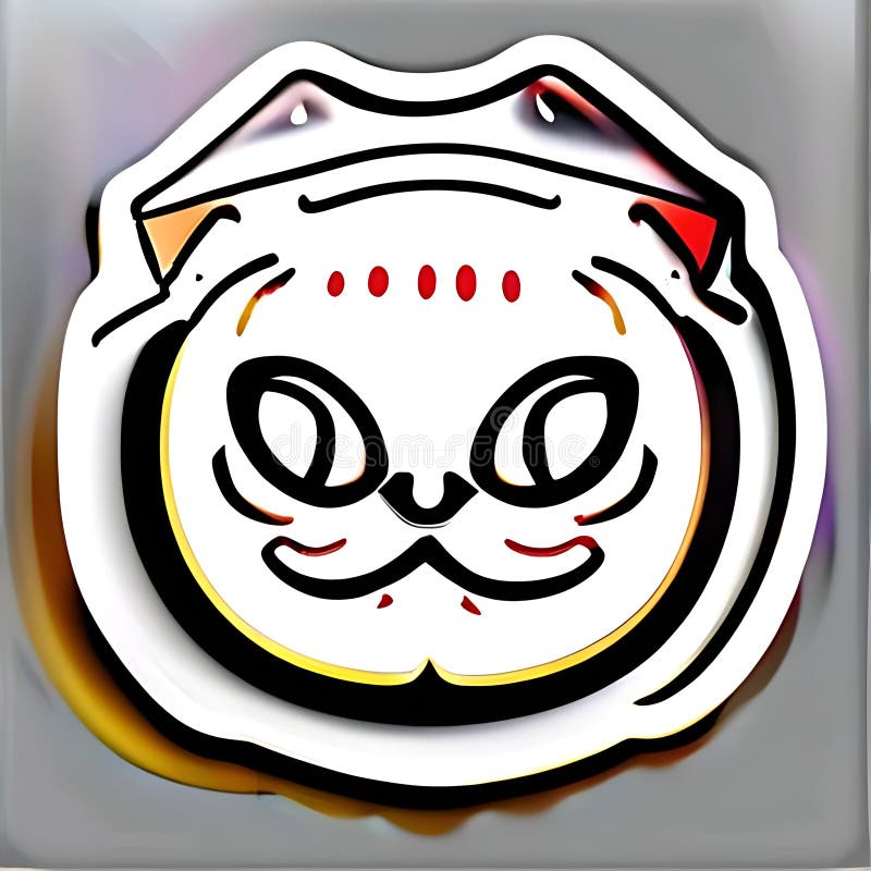 Bright and Cheerful Cat Head with a Smiley Face Stock Illustration ...