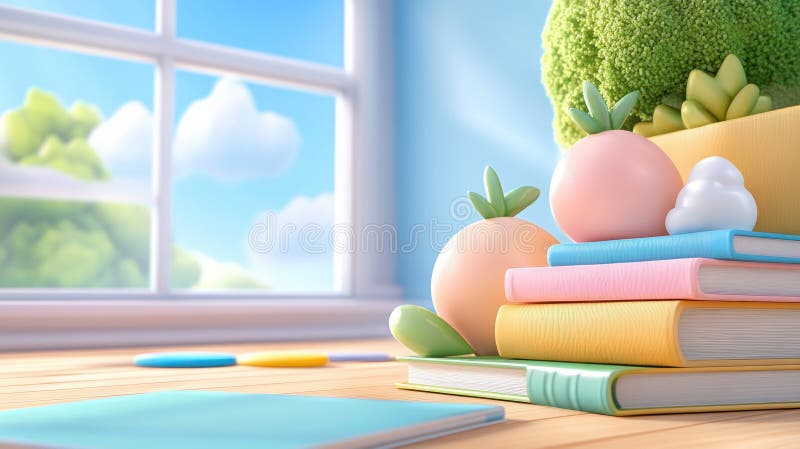 Bright and Cheerful Classroom with Colorful Books and Learning ...