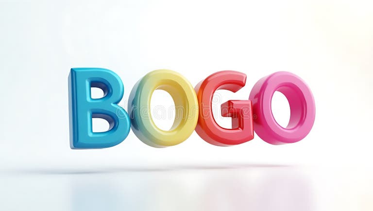 Colorful BOGO Text Arranged in Playful 3D Letters on a Light Background ...