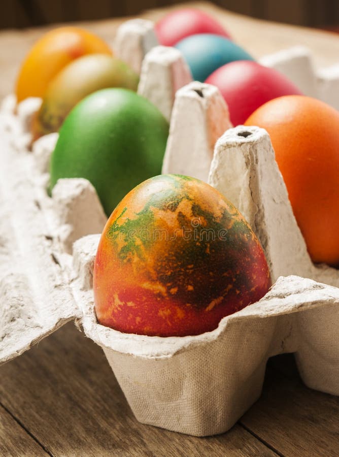 Bright and Cheerful Easter Still Life with Rainbow Color Eggs Stock ...