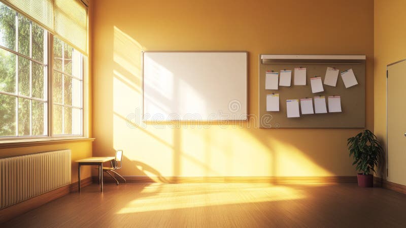 Bright and Cheerful Elementary Classroom with Colorful Walls and ...