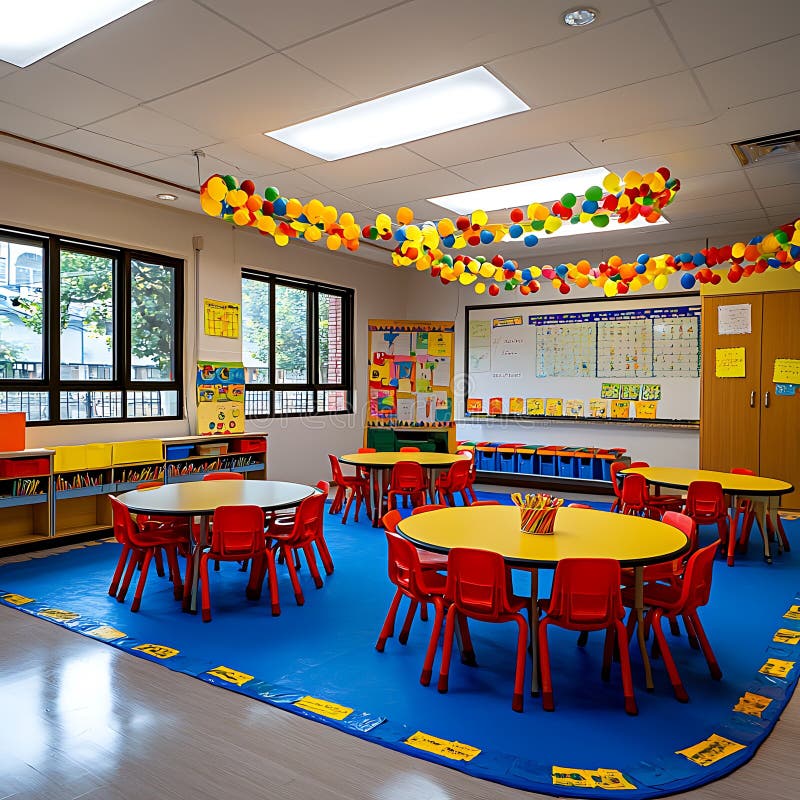 Bright and Cheerful Preschool Classroom Setting this Image Showcases a ...