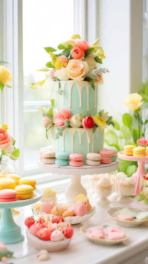 A Bright and Cheerful Spring-themed Dessert Table Filled with Cupcakes ...