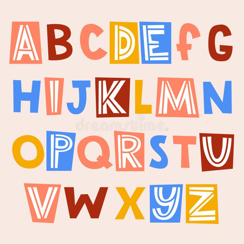 Bright Children S Alphabet. Vector Letters Written by Hand Stock Vector ...