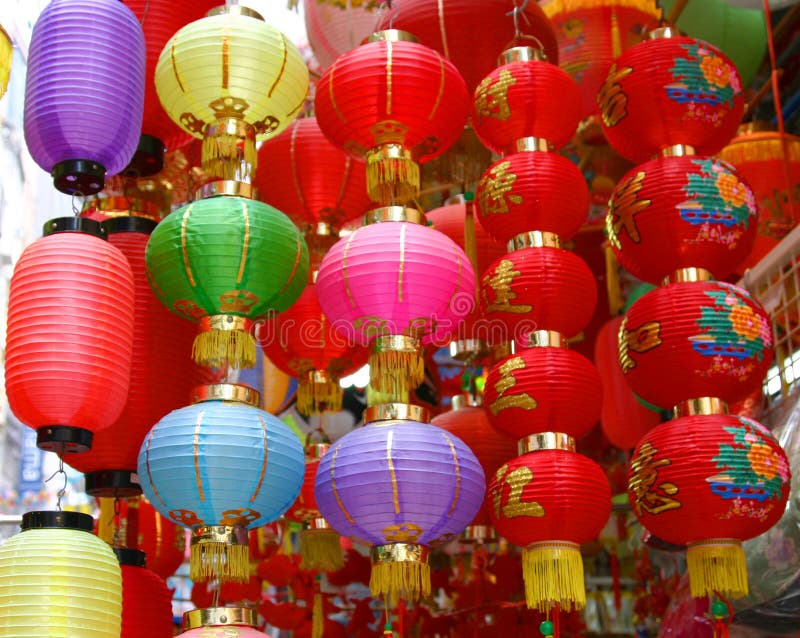Bright Chinese lanterns stock image. Image of asia, colours - 13082253