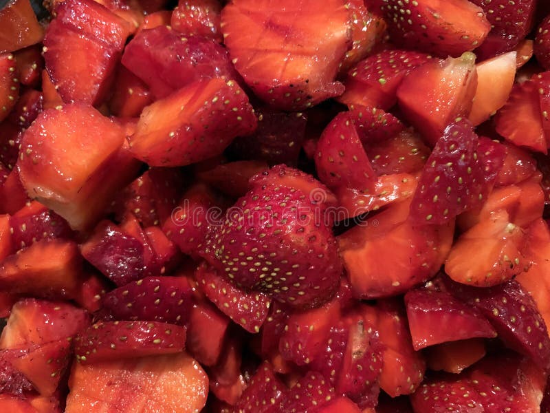 Bright Chopped, Sliced Strawberry. Macro Stock Photo - Image of healthy ...