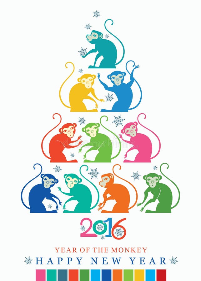 Christmas Monkeys Icons Set Stock Vector - Illustration of isolated ...