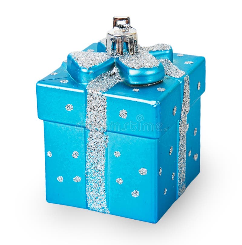 Bright Christmas Tree Toy Blue Gift Box Stock Photo - Image of decor ...