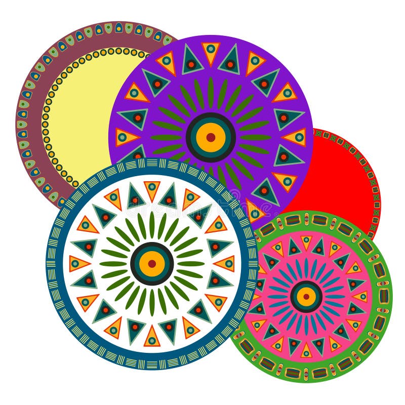 Bright Circles Decorated Simple Shapes. Vector Stock Vector ...