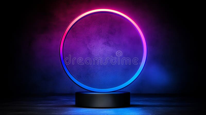 A Bright Circular Stage Filled with Blue and Purple Mist Stock Photo ...