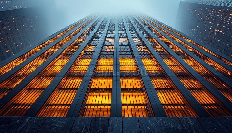 Bright City Lights Illuminate Modern Skyscraper Architecture at Dusk ...