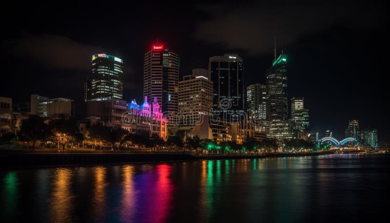 Bright City Lights Illuminate the Modern Urban Skyline at Dusk ...
