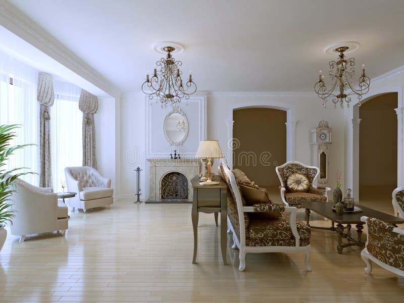 Bright Classic Lounge Room Trend Stock Illustration - Illustration of ...