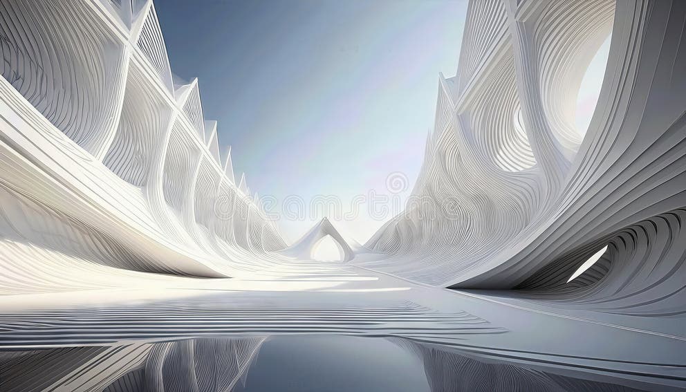 Bright and Clean Abstract Architecture Intersecting White Structures ...