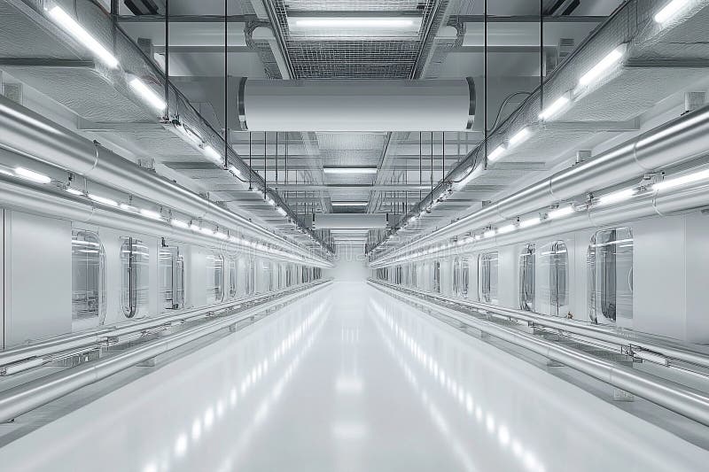 Futuristic Industrial Interior with Sterile Cleanroom Environment and ...