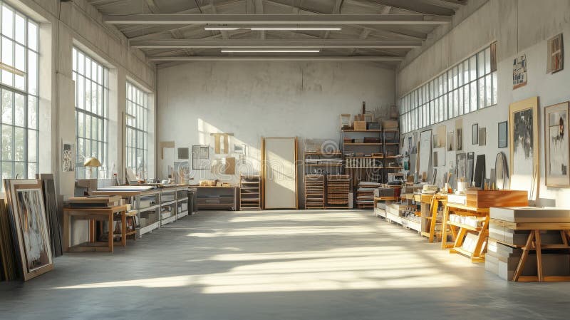 Bright and Clean Industrial Storage Area with Natural Light Stock ...