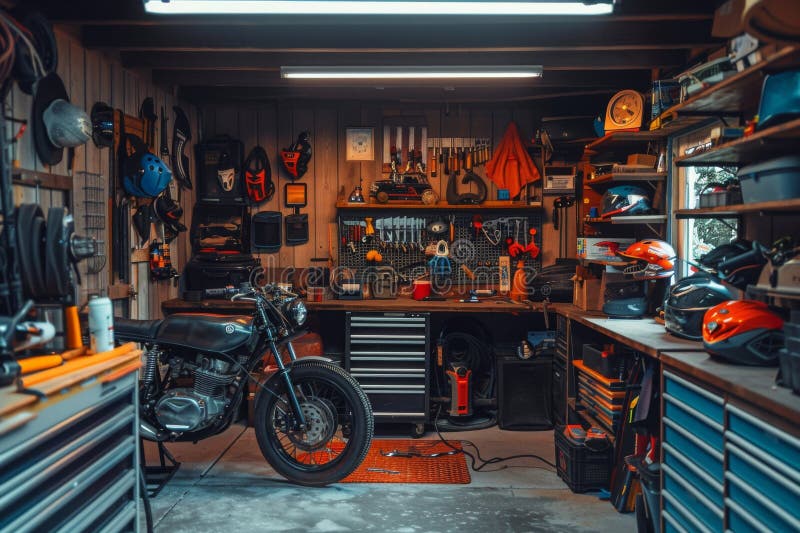 Bright and Clean Interior of Garage Workshop for DIY Works and Repairs ...