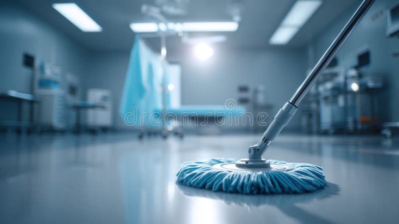 A Bright and Clean Operating Room is Seen with a Mop, Creating a ...